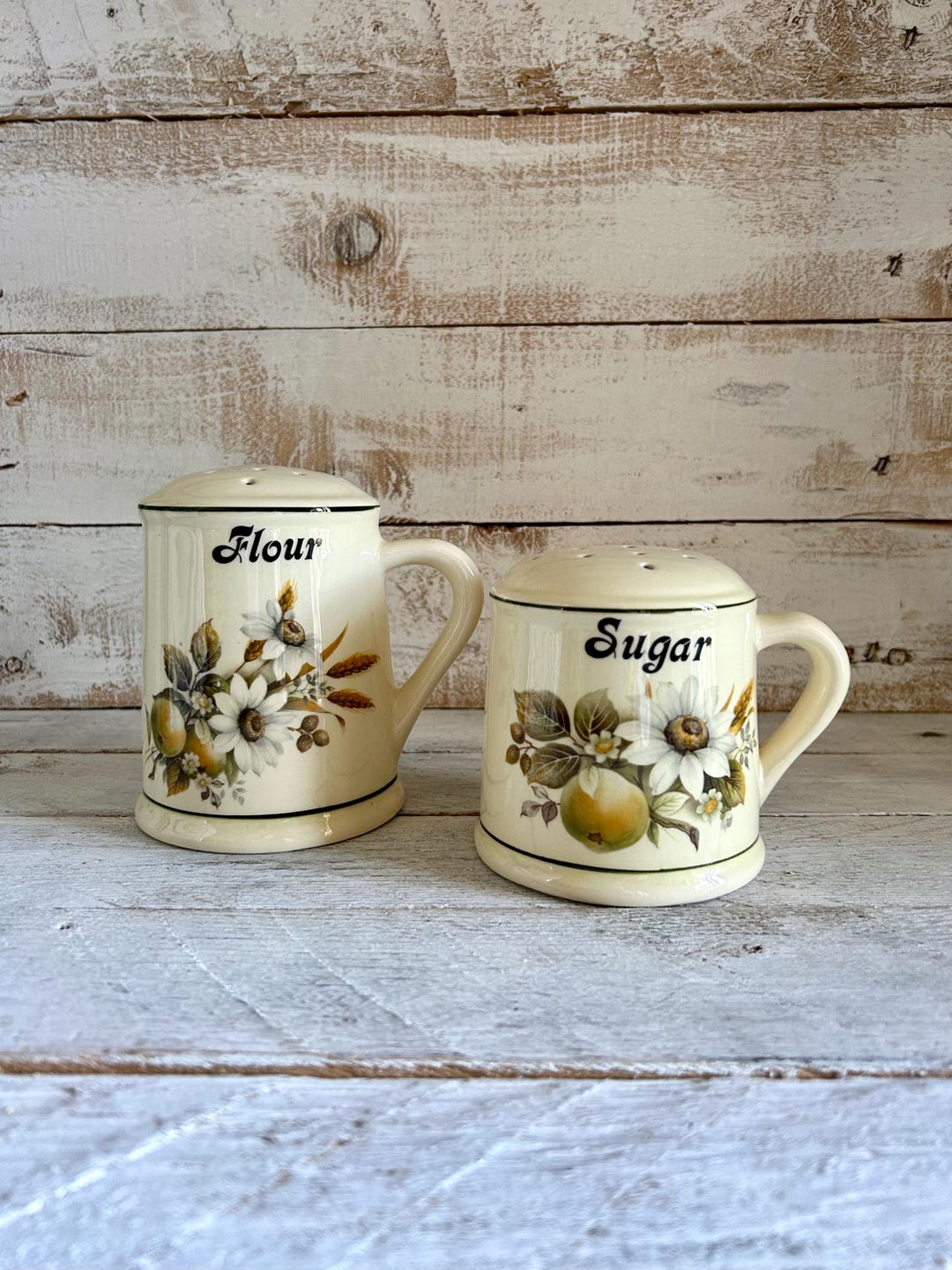 Vintage Brixham Pottery Flour & Sugar Shakers; Retro English ...