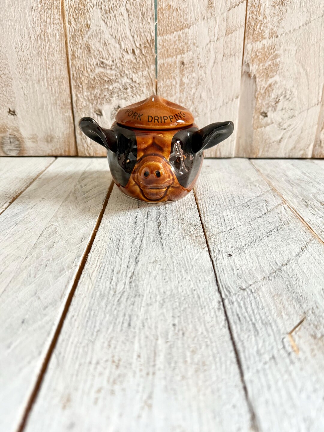 Szeiler "pork Dripping" Pig Jar and Lid; Brown Ceramic Hog Fat Keeper ...