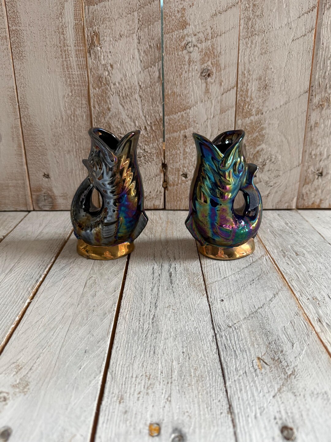 Wade Miniature Blue Iridescent Gluggle Jug; Vintage Fish Gurgle Jug - Etsy