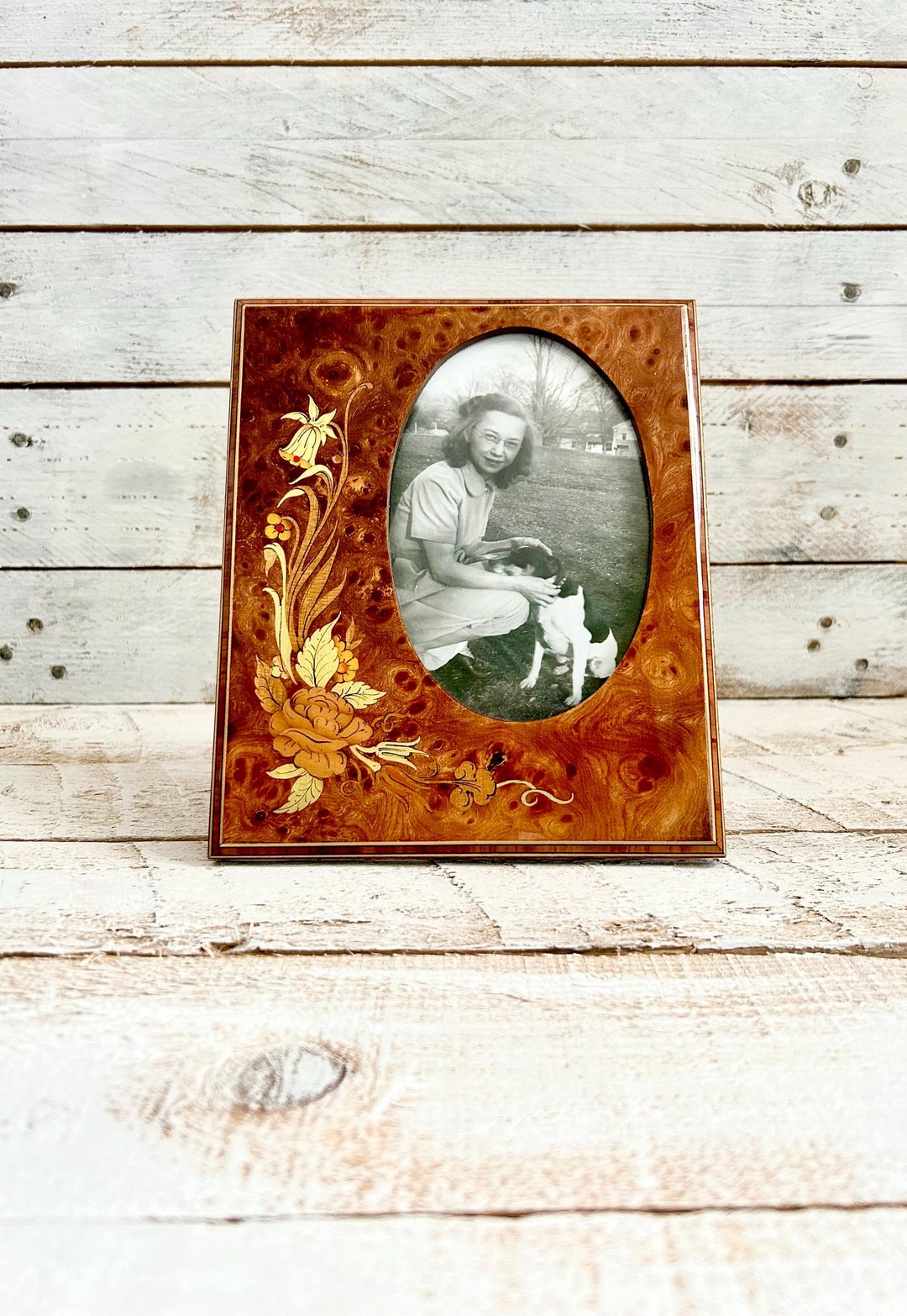 Vintage Wooden Floral Photo Frame Table Top Picture Frame, Vintage ...