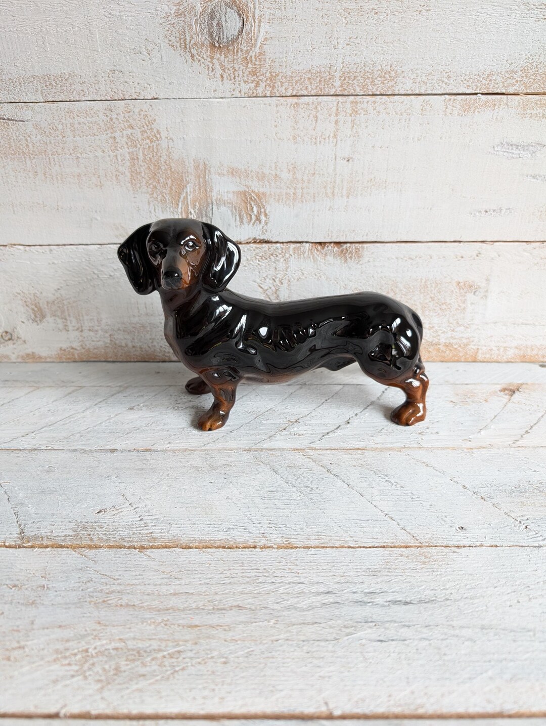 Coopercraft Dachshund Figurine Black and Tan Glazed Dachshund Statuette ...