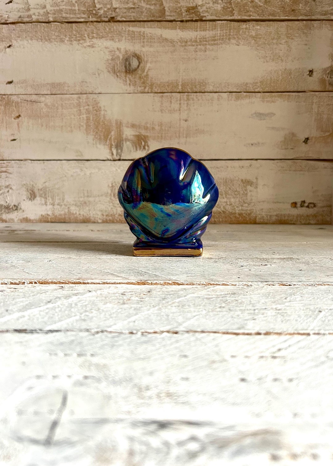 Sadler Clam Shell Posey Vase Small 1950s Blue Lustreware Vase, Vintage ...