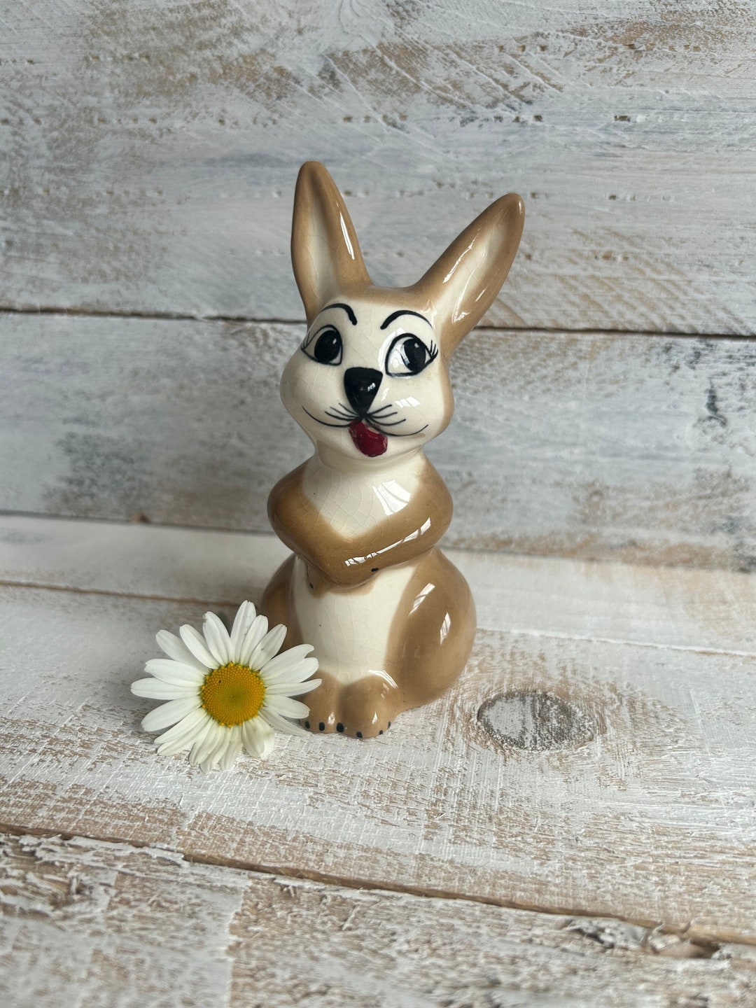 Vintage Kitsch Bunny Rabbit Figurine Ornament Retro Ceramic Hare Figure ...
