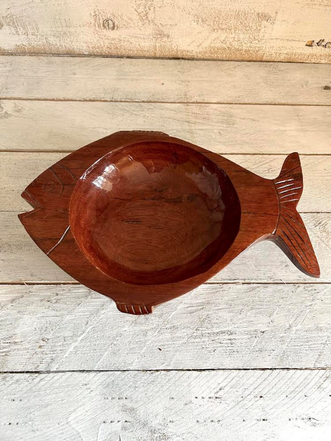 Wooden Fish Bowl Hand Carved Fish Serving Bowl, Tropical Fish ...