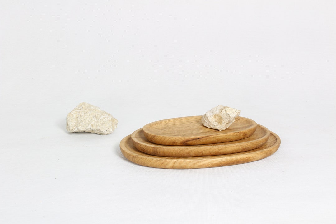 Oval "rive" Trays in Solid Oak. Set of Three - Etsy