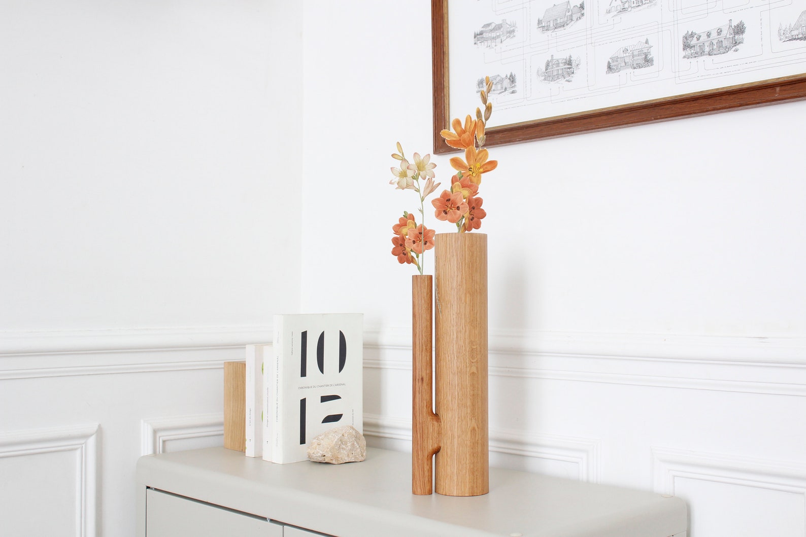 Soliflore Vase "mesa" (large Size) in Solid Oak. - Etsy