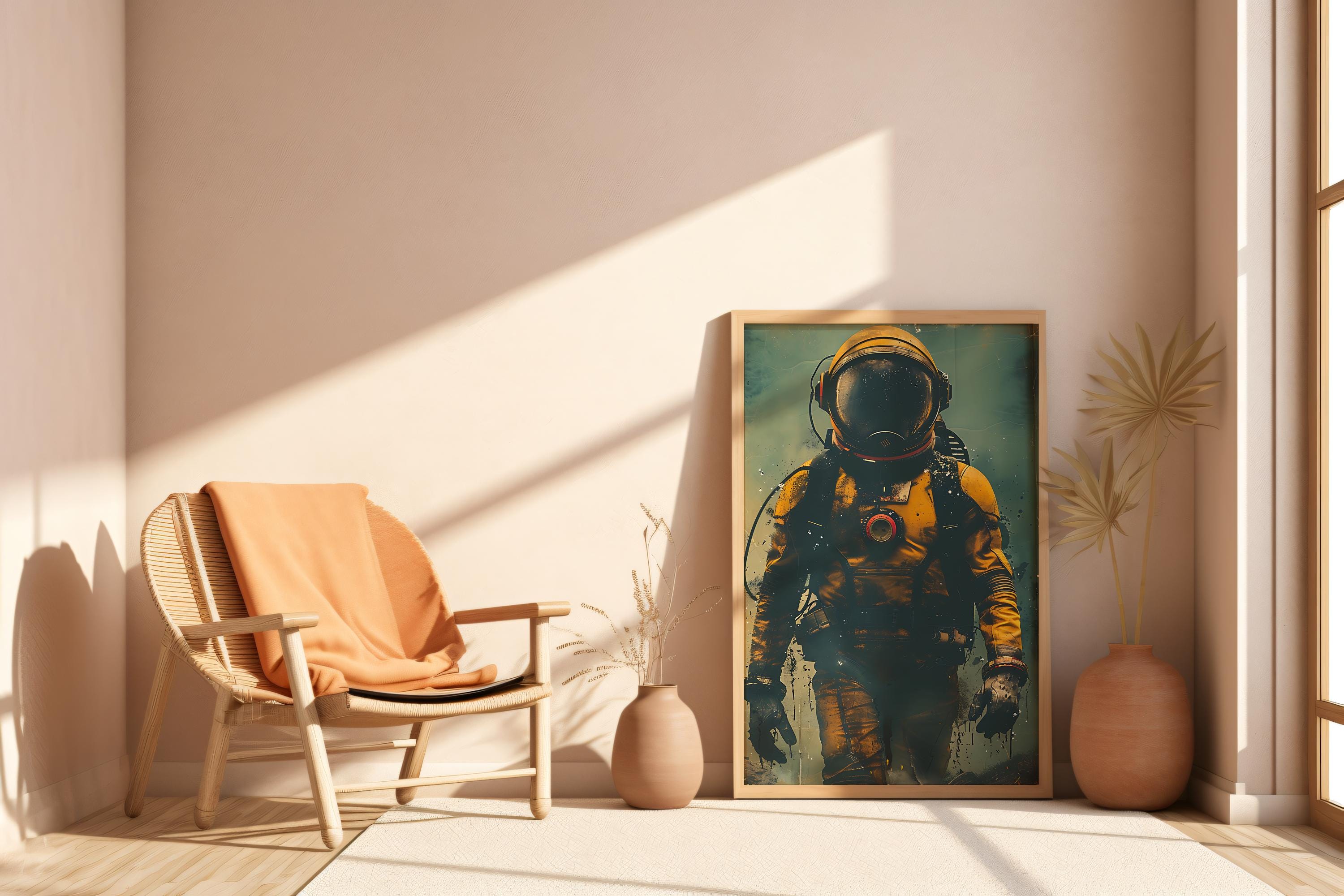 Printable Vintage Spaceman Wall Art, Printable Wall Art, Space Wall Art ...