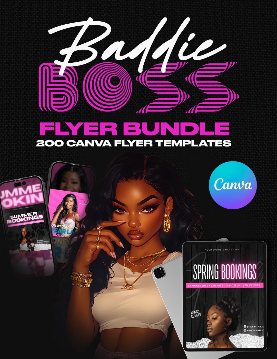 Baddie Boss Canva Flyer Bundle, Beauty Flyer, Wig Flyer, Lash Flyer ...