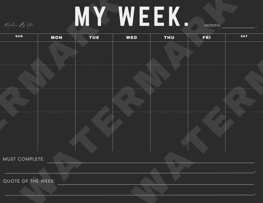 Modern Printable WEEK PLANNER. Luxury Instant Printable Weekly Planner ...