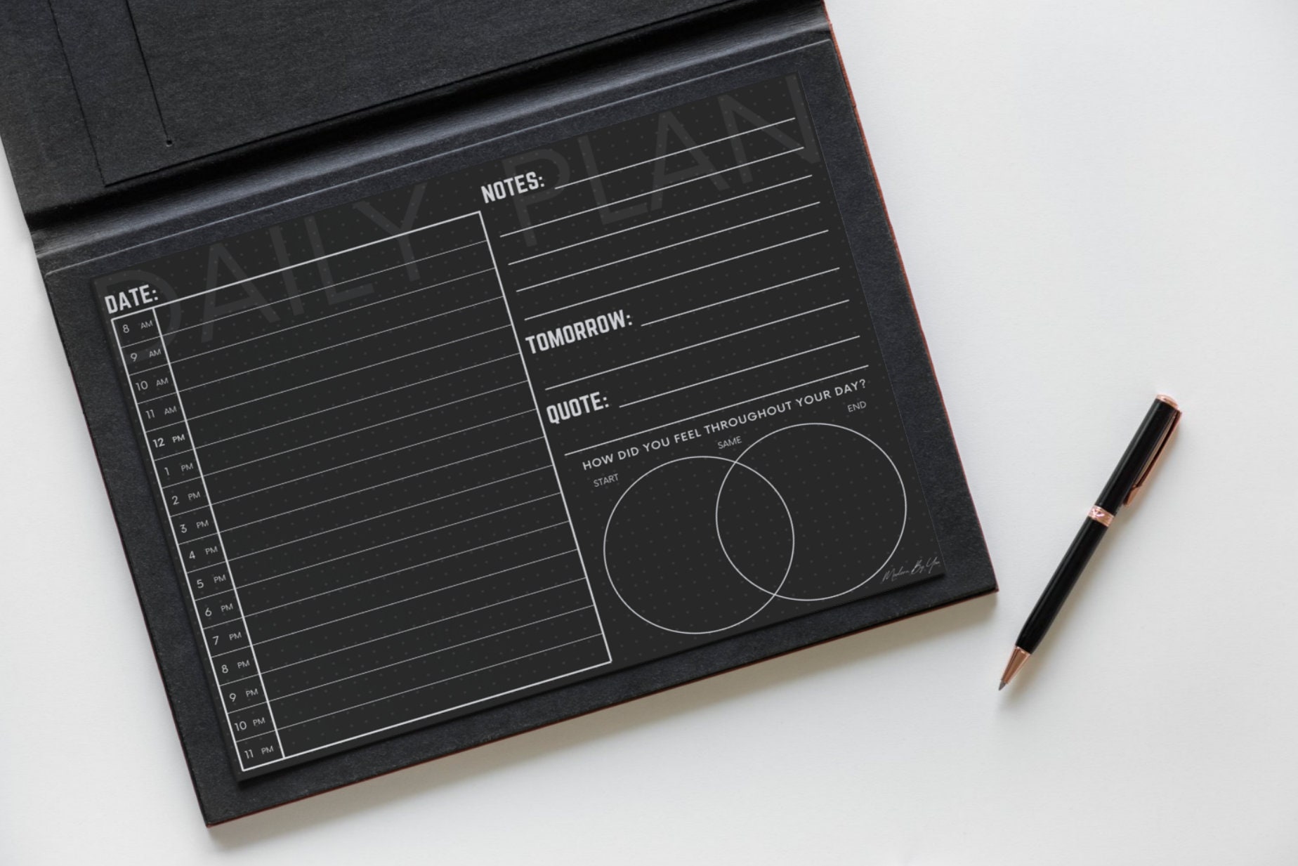 Modern Printable DAILY PLANNER. Instant Printable Daily Planner, Dark ...