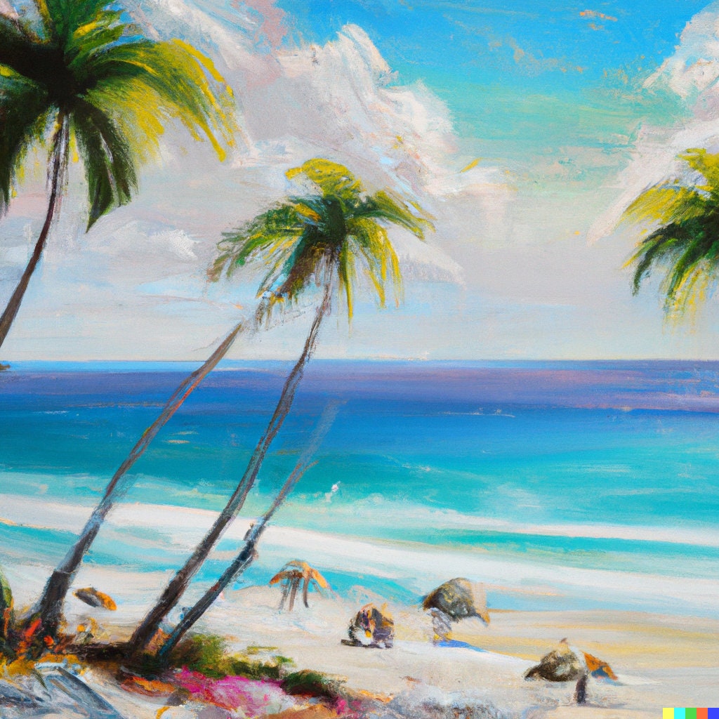 Tropical Beach Digital Art, Printable, AI Generated, Art Prints, Art ...