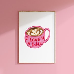 Cute Latte Coffee Art Print, Printable Poster Gift for Coffee Lover ...