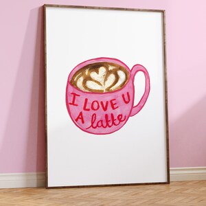 Cute Latte Coffee Art Print, Printable Poster Gift for Coffee Lover ...