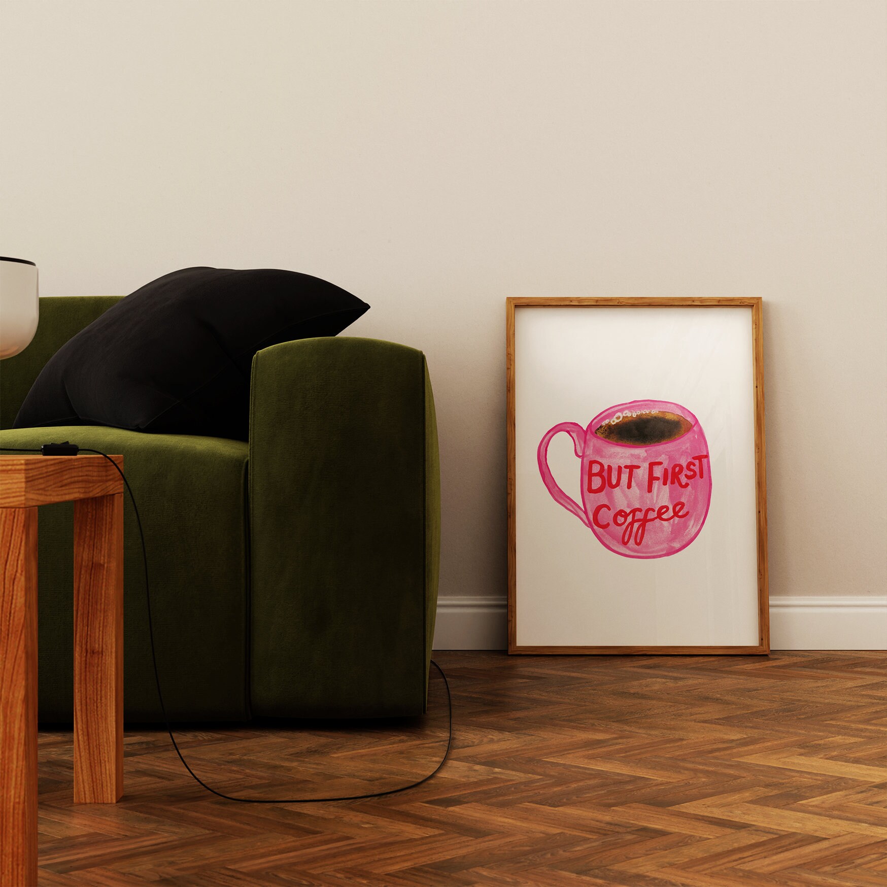 Printable but First Coffee Wall Art, Pink Art Print for Coffee Lovers ...