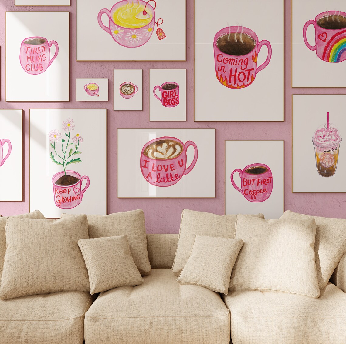 Cute Latte Coffee Art Print, Printable Poster Gift for Coffee Lover ...