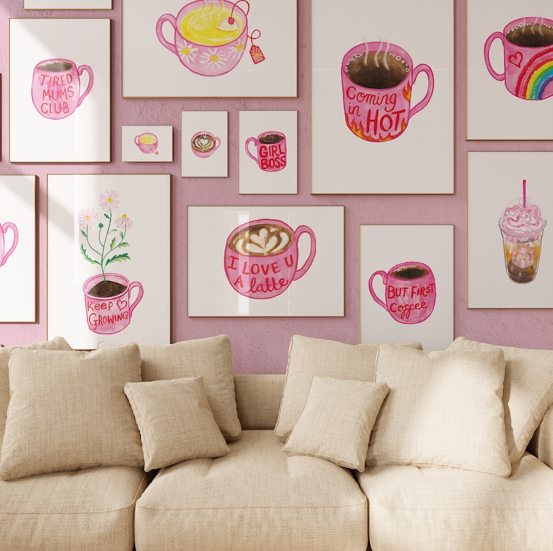 Cute Latte Coffee Art Print, Printable Poster Gift for Coffee Lover ...