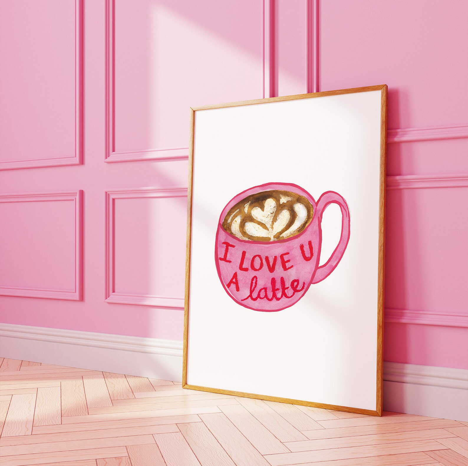 Cute Latte Coffee Art Print, Printable Poster Gift for Coffee Lover ...