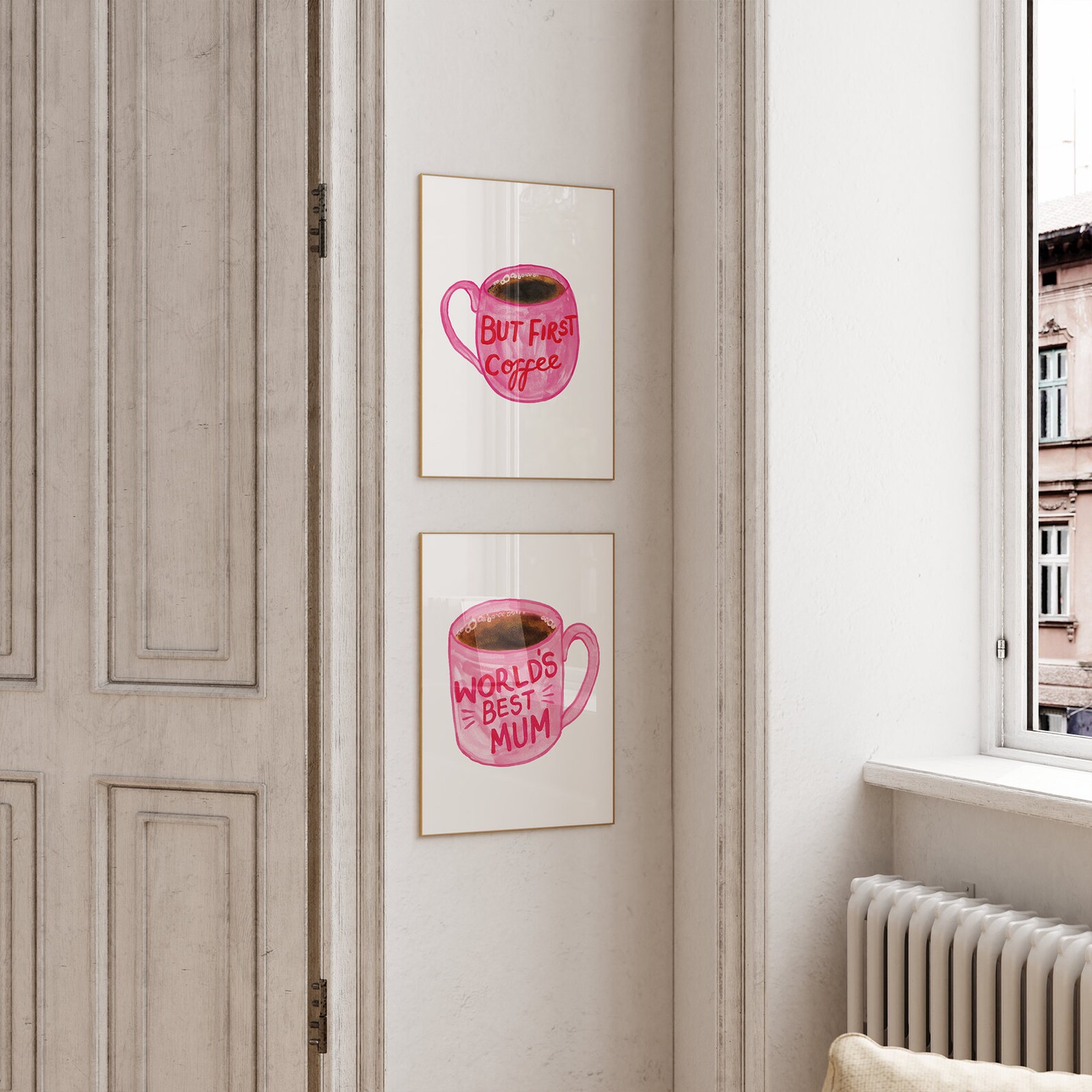 Printable but First Coffee Wall Art, Pink Art Print for Coffee Lovers ...