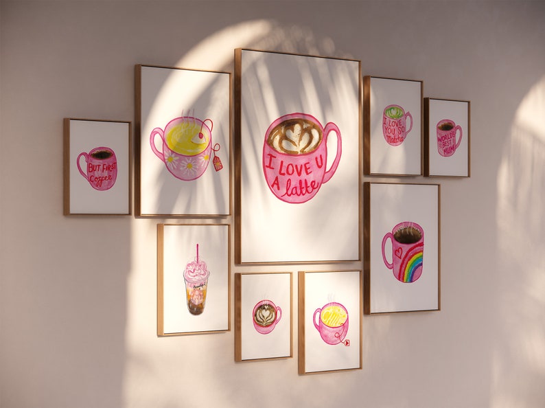 Cute Latte Coffee Art Print, Printable Poster Gift for Coffee Lover ...
