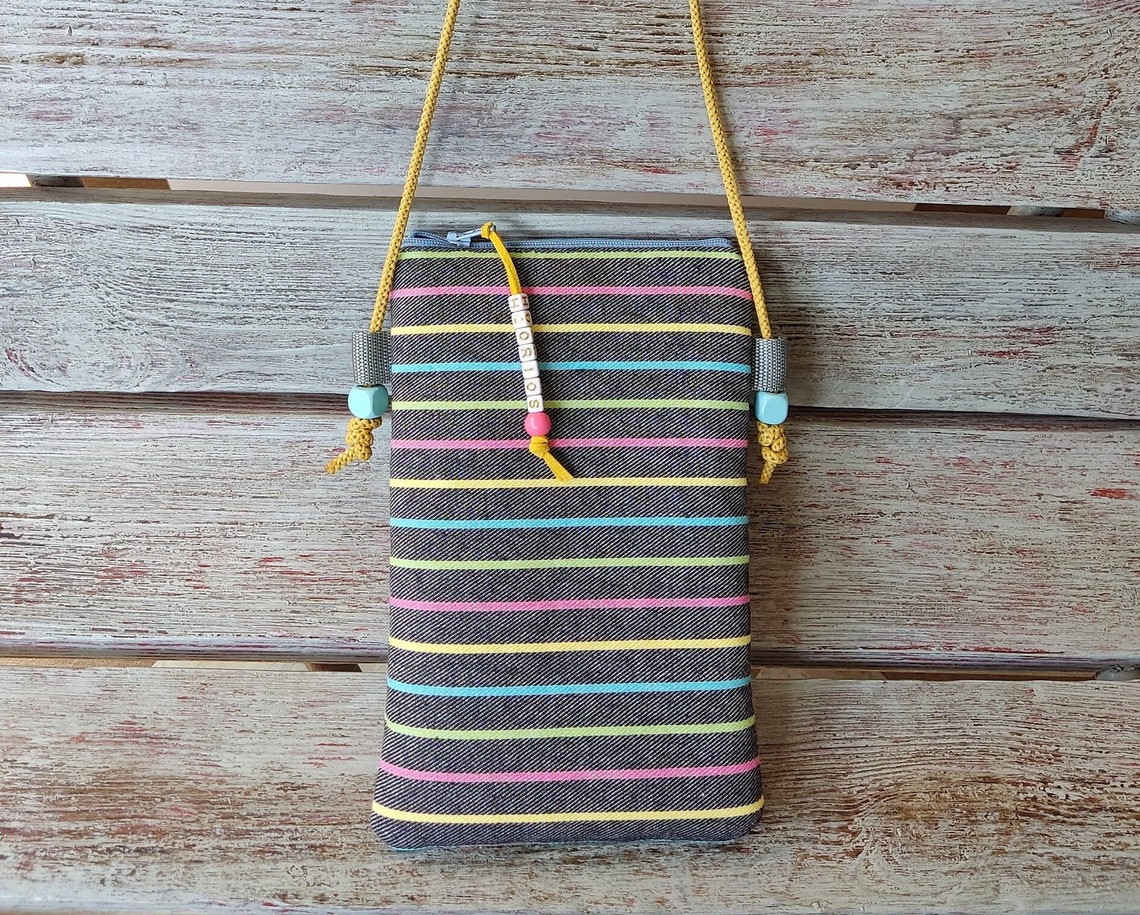 Small Crossbody Cell Phone Bag, Cotton Phone Bag, Zipper Crossbody ...