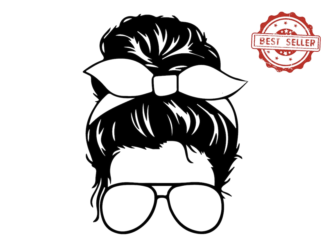 Messy Bun With Glasses Svg Bow Messy Bun SVG PNG Woman SVG - Etsy