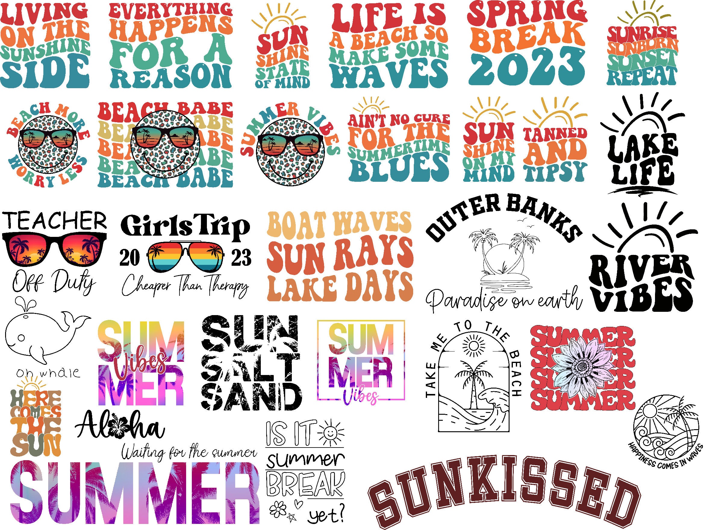 Retro Summer SVG & PNG Bundle Summer Svg Beach Svg - Etsy