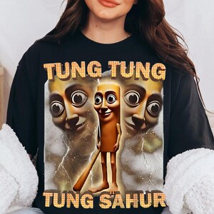 Tung Tung Tung Sahur Funny Baseball Bat Meme T-shirt, Italian Brainrot ...