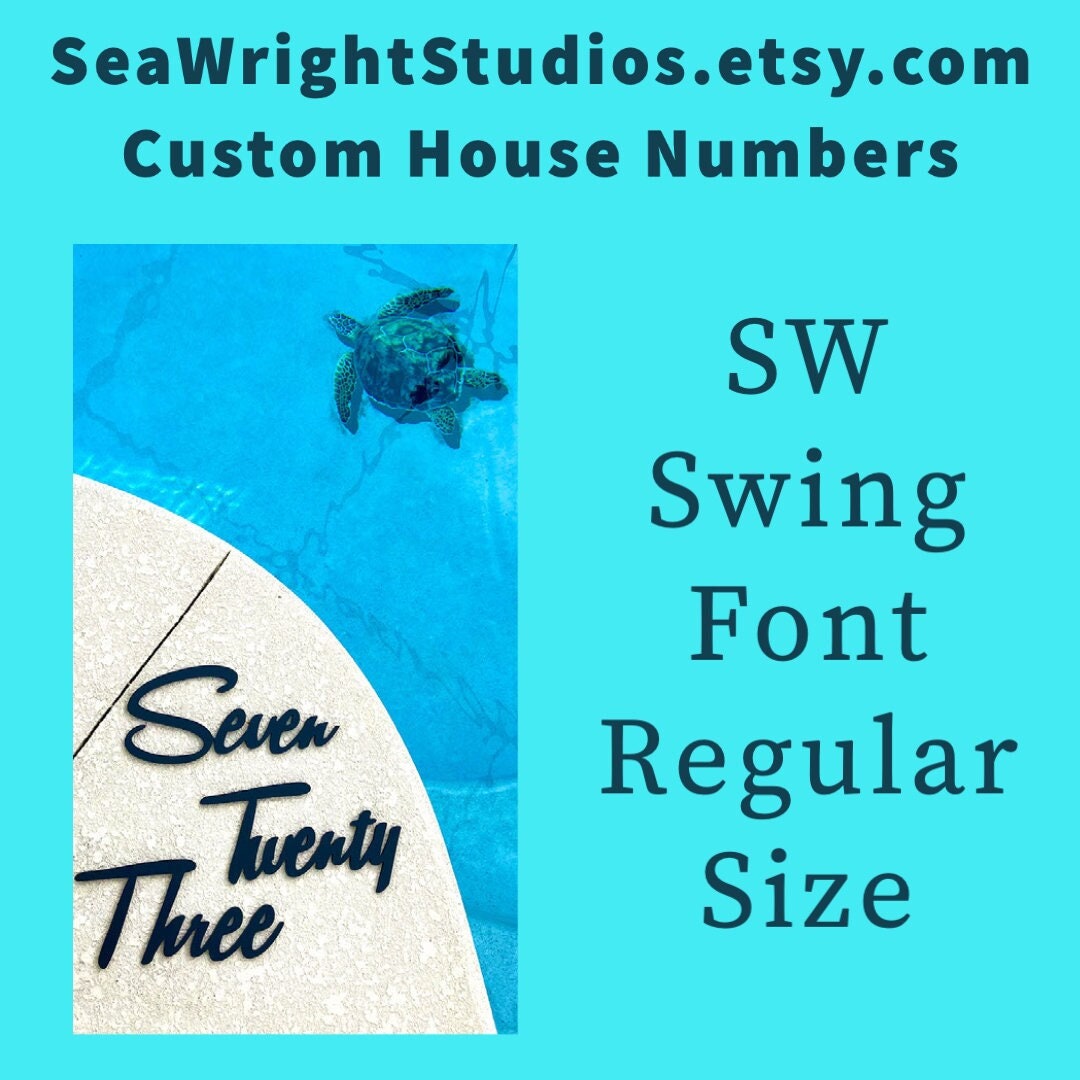 House Numbers Mid-century Modern / Retro Cursive SW Swing Italic Font ...