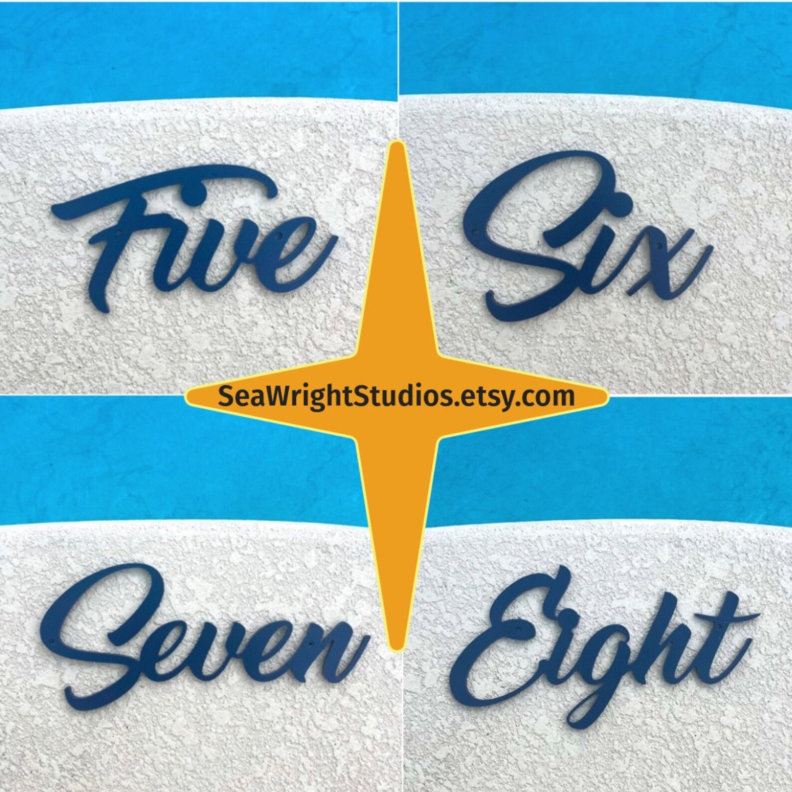 LARGE 8-INCH "sw 70s" Script Font. House Numbers, Addresses, Names ...
