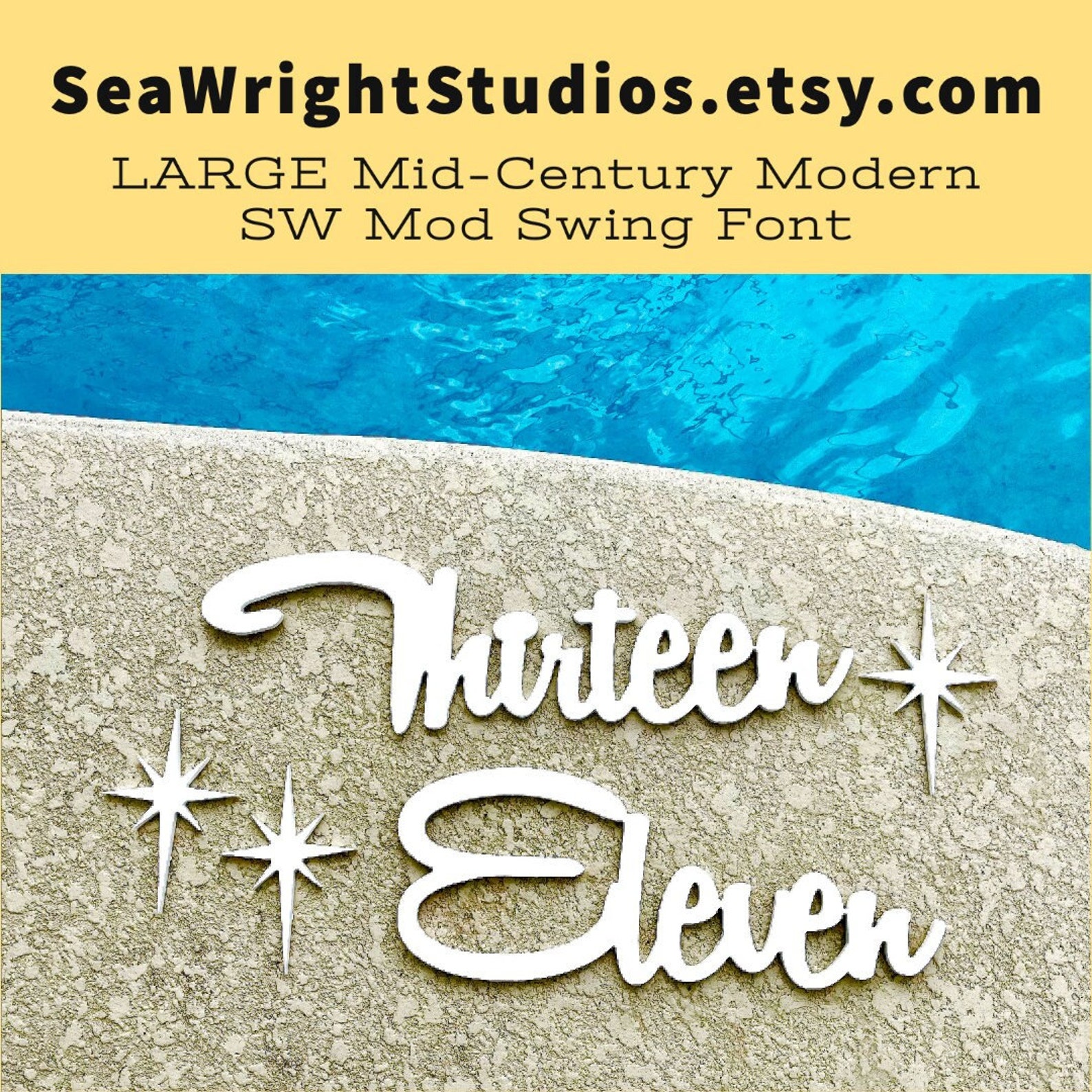 LARGE Mid-century Modern SW Mod Swing Font : LARGE Size Script House ...