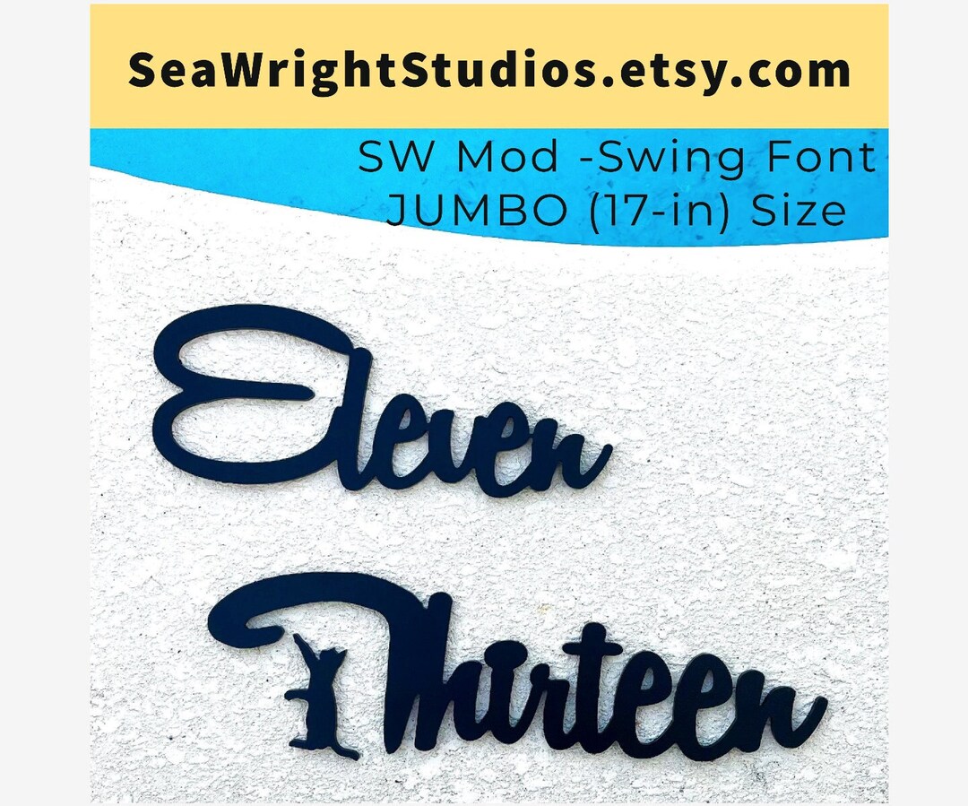 Jumbo Mid-century SW Mod-swing Script House Numbers, Words, Signs ...