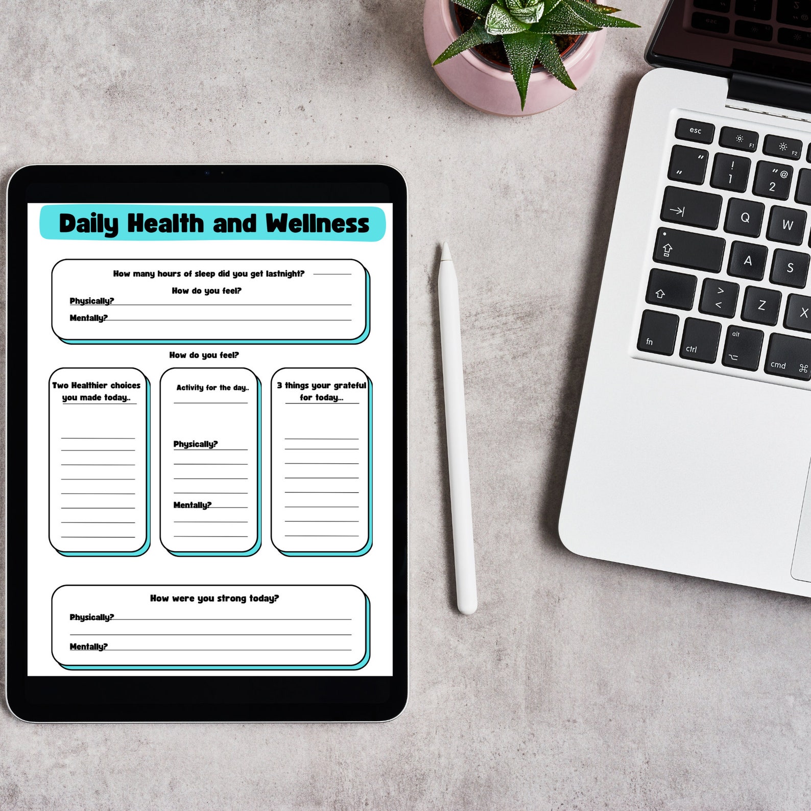 Daily Health and Wellness Tracker Wellness Worksheet Printable-digital ...