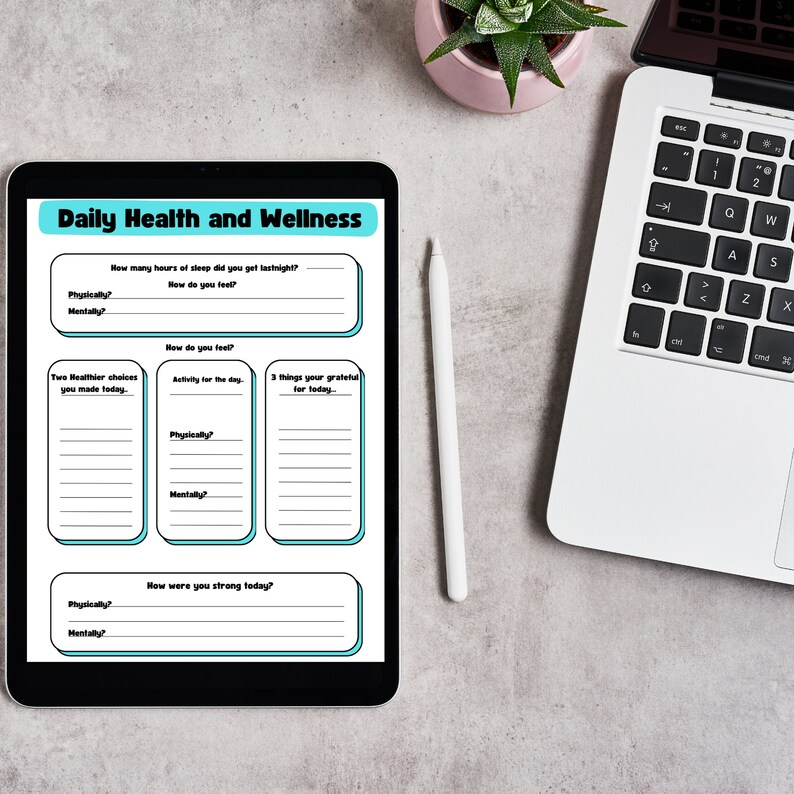 Daily Health and Wellness Tracker- Wellness Worksheet- Printable ...