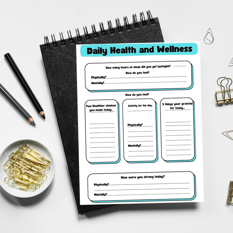 Daily Health and Wellness Tracker Wellness Worksheet - Etsy