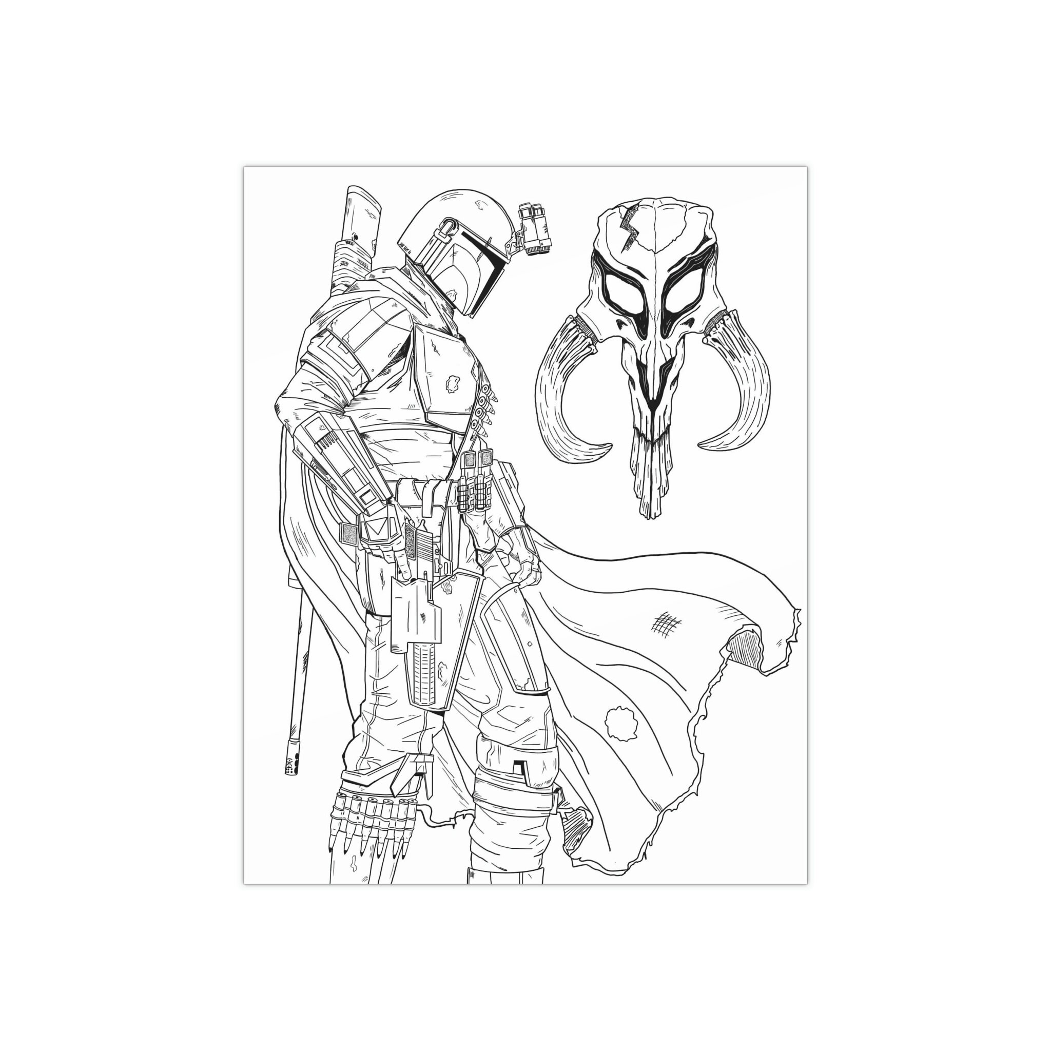 Mandalorian Pen and Ink Art Poster, Mythosaur Skull, Star Wars Gift - Etsy