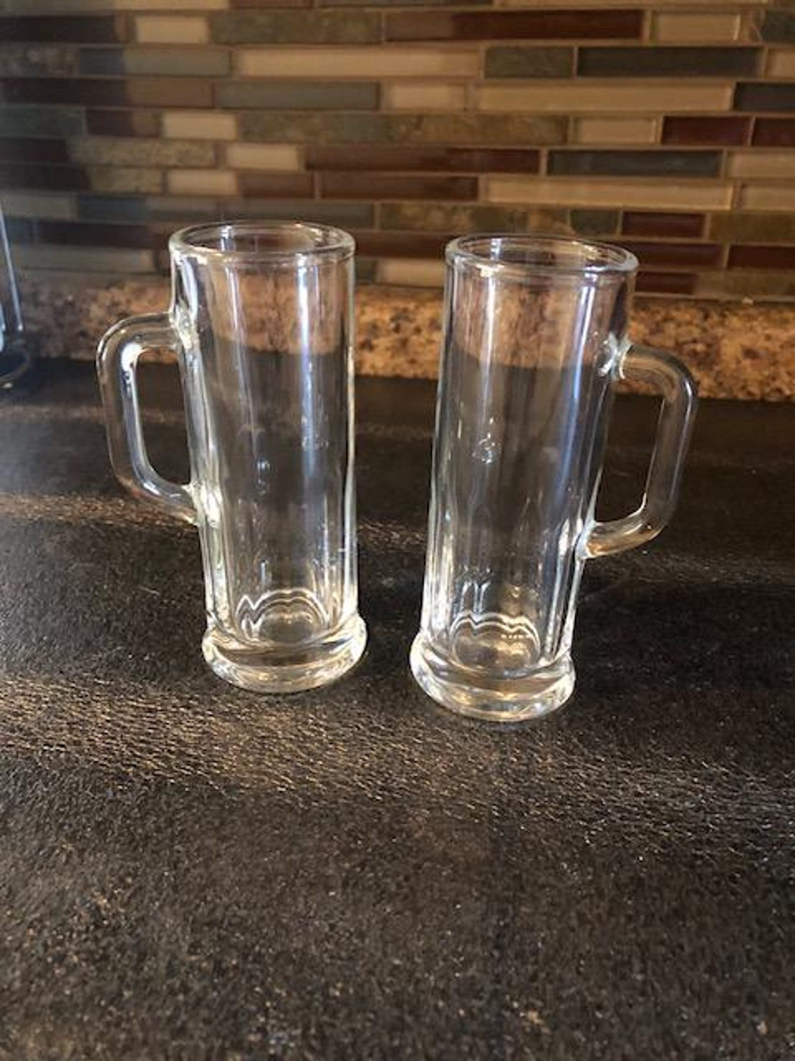 Set of 2 Tall Beaker Shot Glasses Triple Shot Height W Handles Clear ...