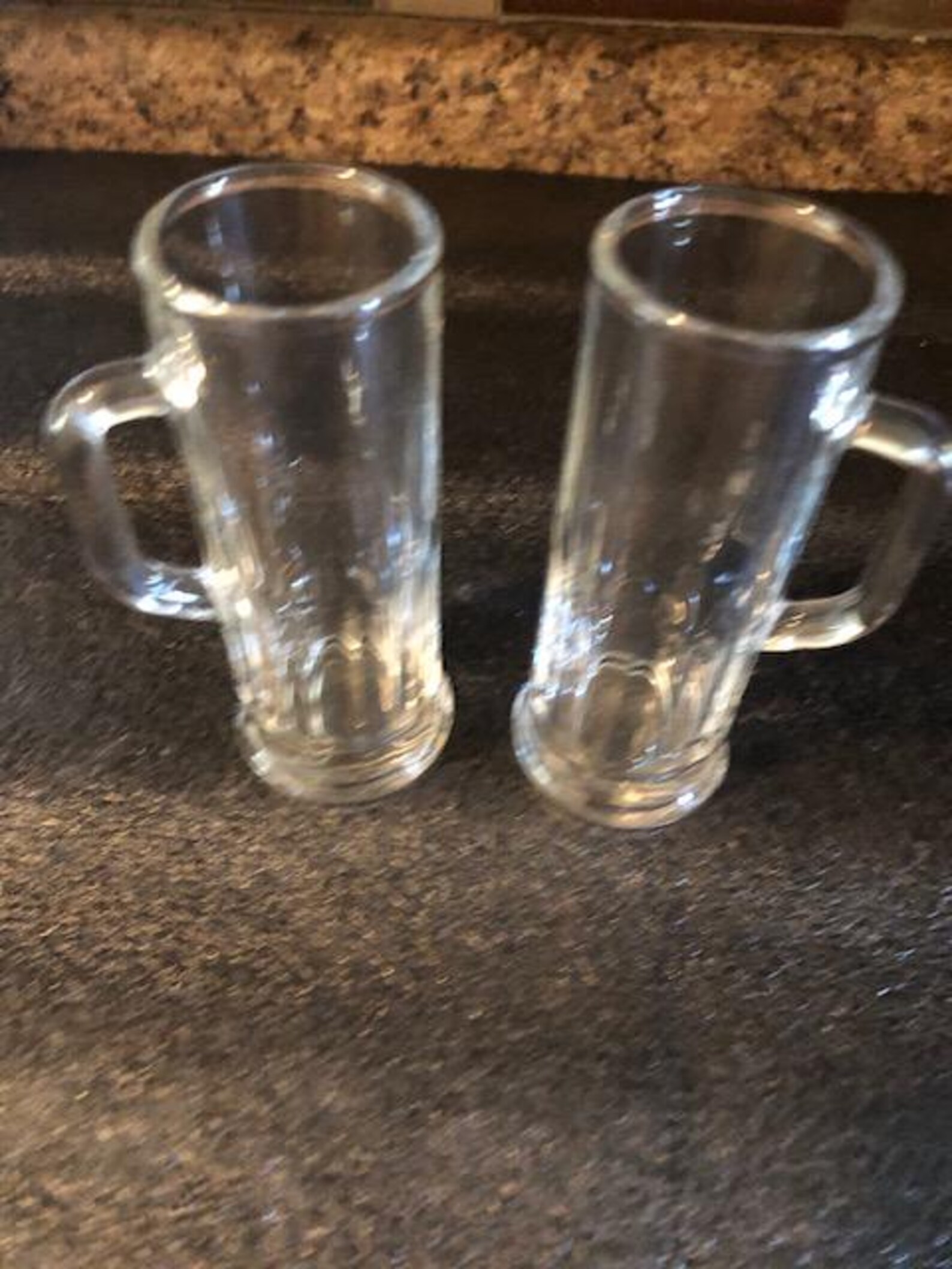 Set of 2 Tall Beaker Shot Glasses Triple Shot Height W Handles Clear ...