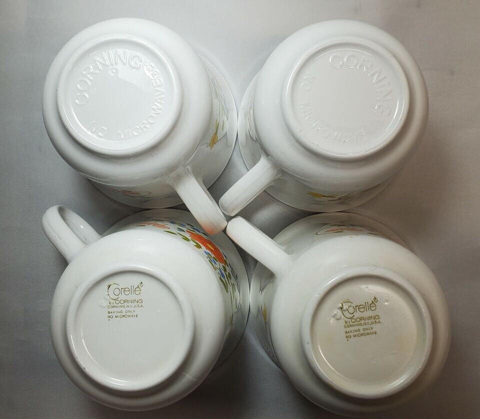 Vintage Corelle WILDFLOWER Flat Cups Mugs Corning Mid Century MCM ...