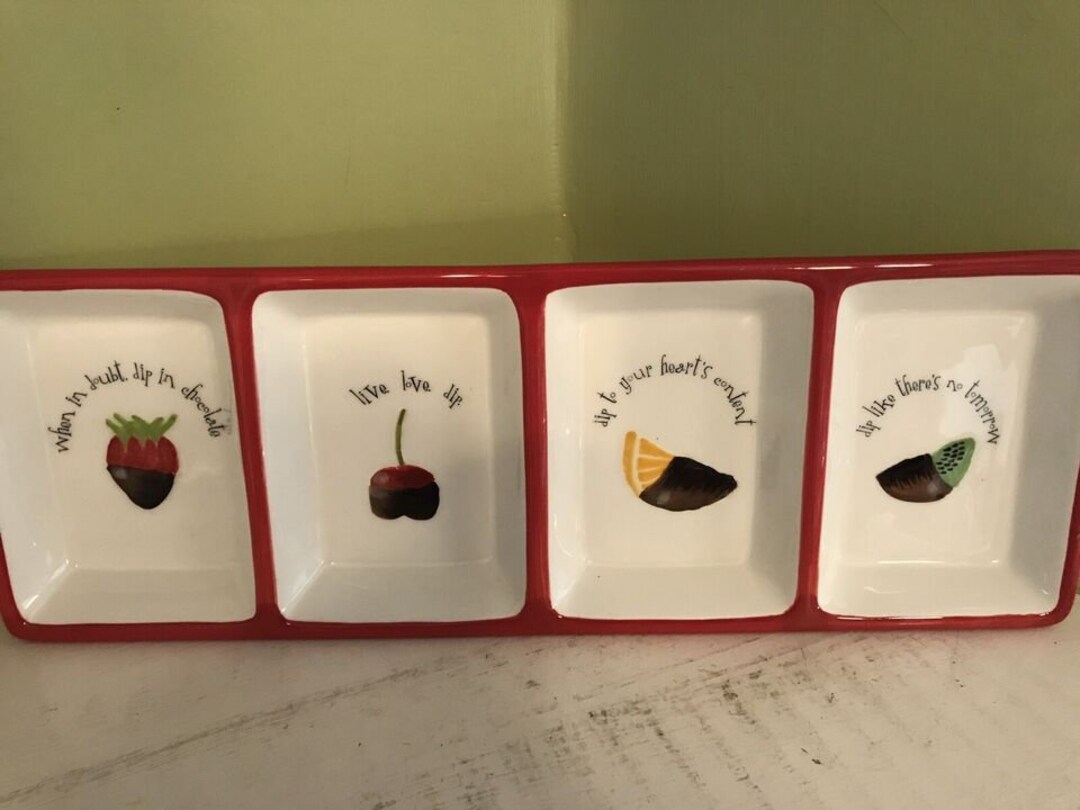 Oneida Ceramic Chocolate Dipped 4 Section Server 18 and a Half Inch X 6 ...