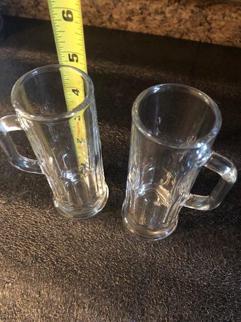 Set of 2 Tall Beaker Shot Glasses Triple Shot Height W Handles Clear ...