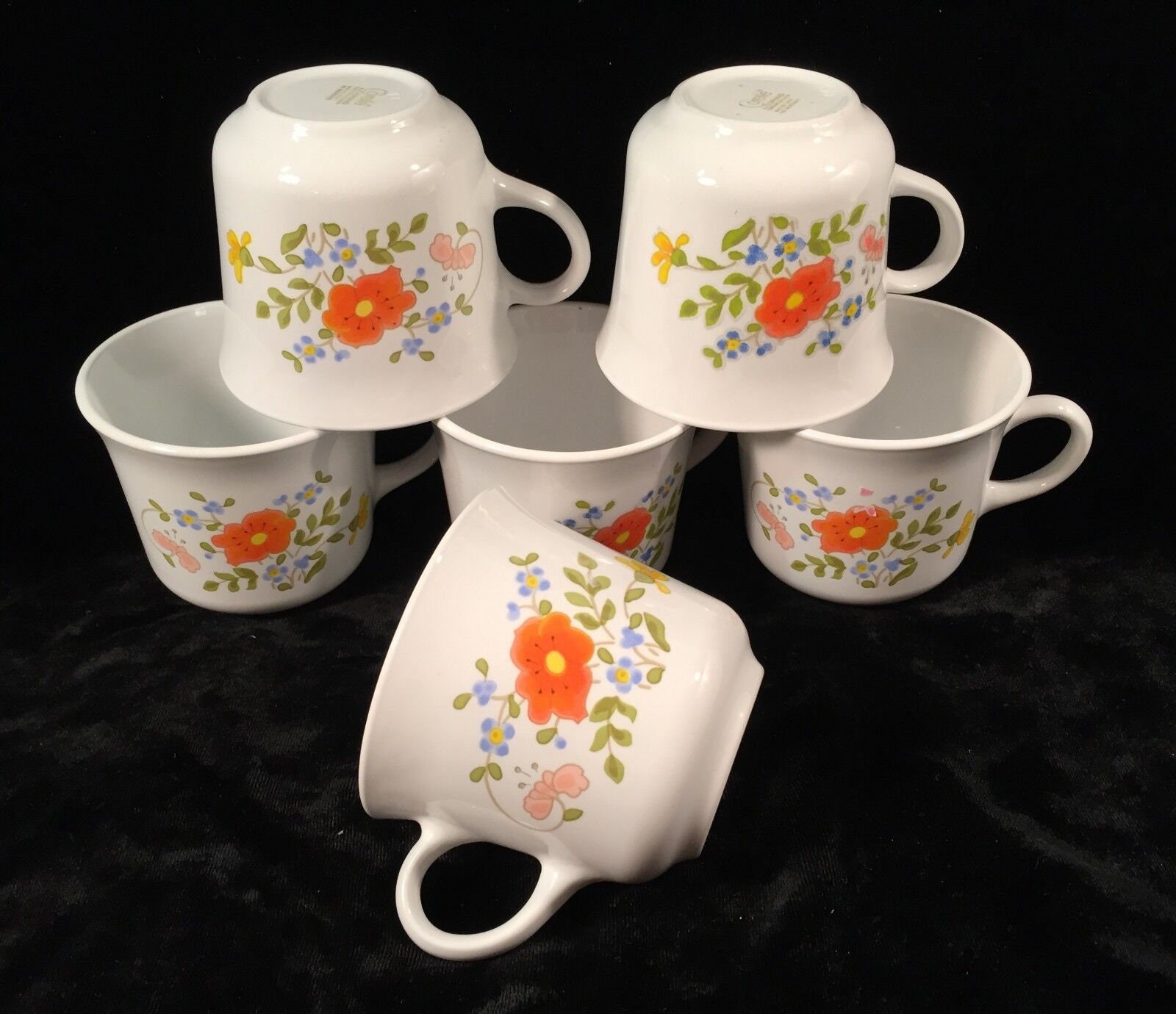 Vintage Corelle WILDFLOWER Flat Cups Mugs Corning Mid Century MCM ...