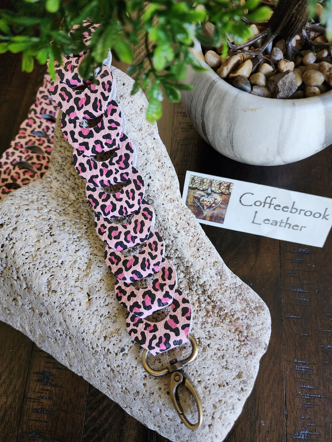 Pink and Black Cheetah/leopard Spots on White Leather, With Antique ...