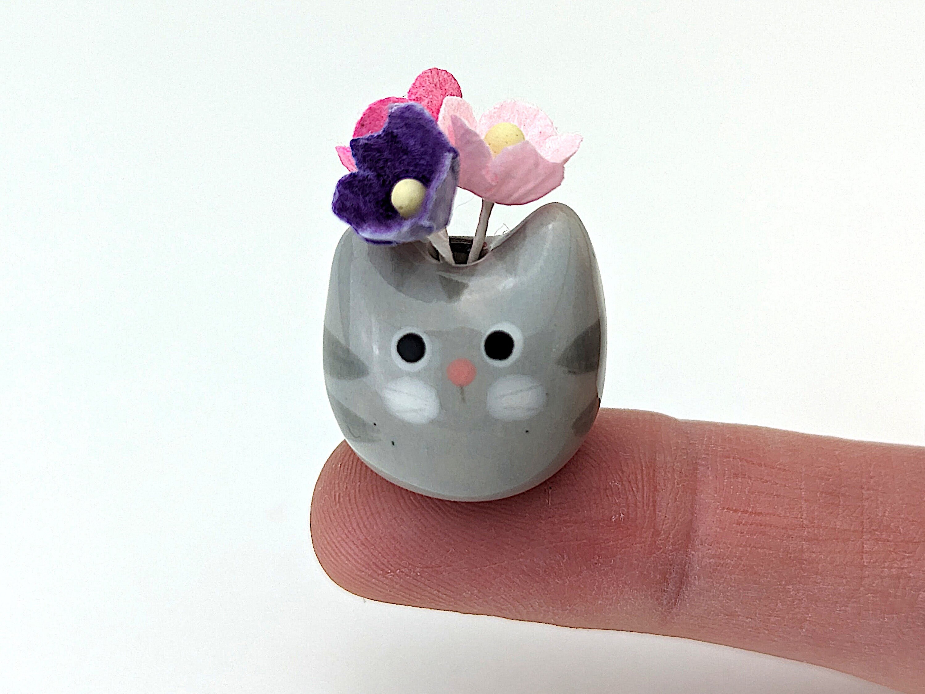Cute Handmade Ceramic Cat Vase. Tiny Kitty Vase. Adorable Cat Figurine ...