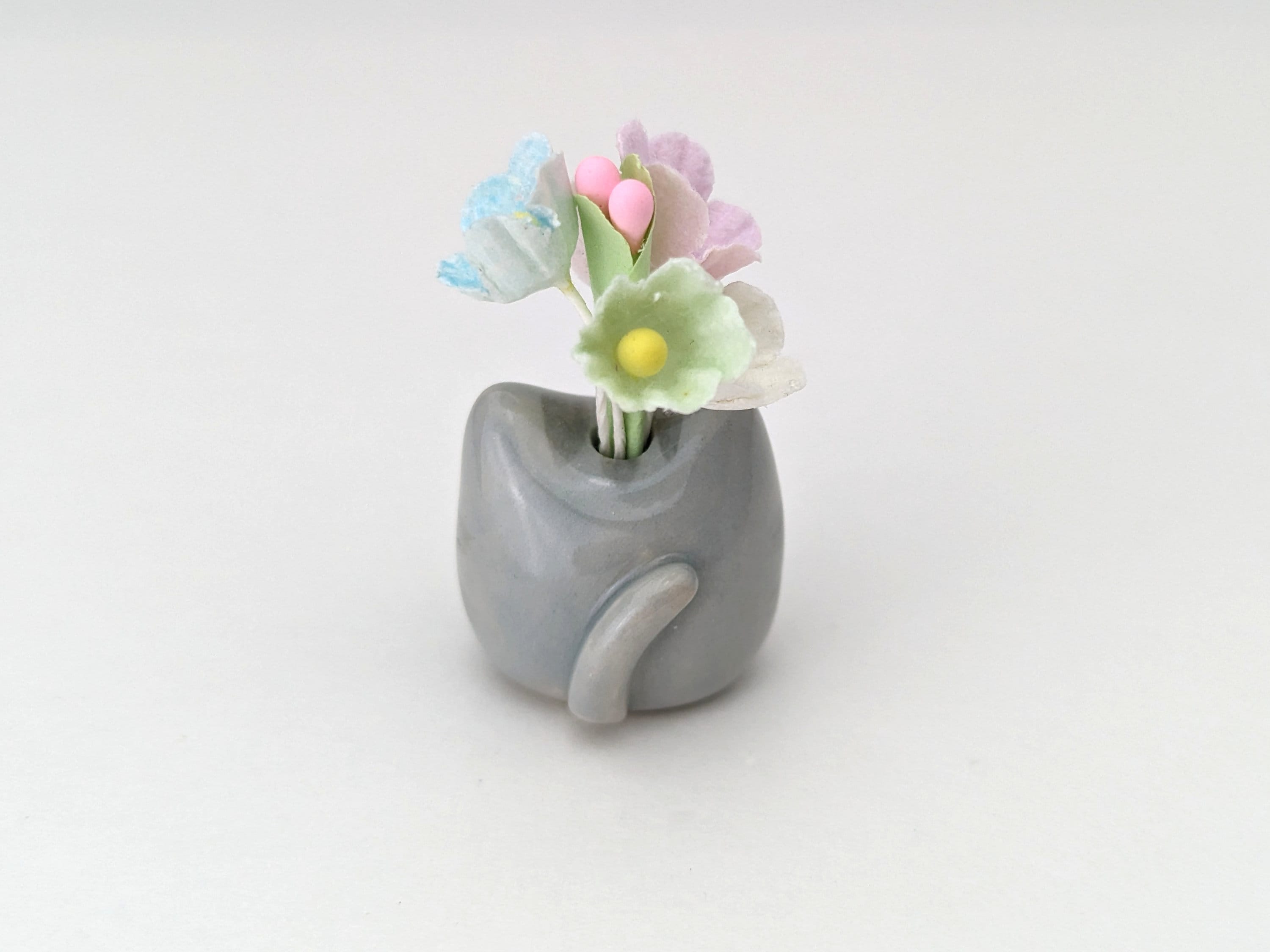 Cute Handmade Ceramic Cat Vase. Tiny Kitty Vase. Adorable Cat Figurine ...