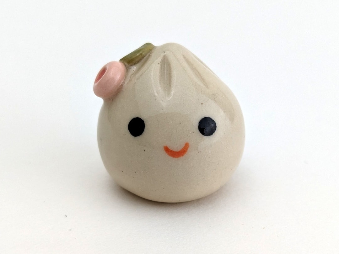 Cute Handmade Ceramic Dumpling With Flower. Happy Soup Dumpling ...