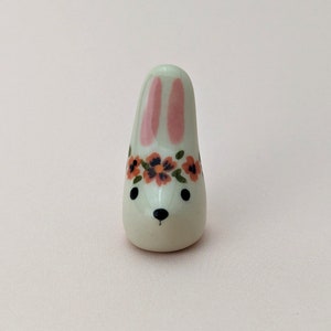 Cute Handmade Ceramic Bunny Figurine With Flower Crown. Small Rabbit ...