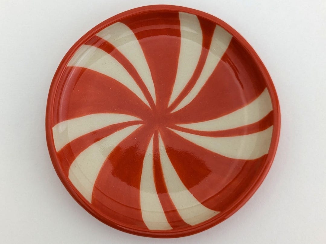 Handmade Ceramic Peppermint Plate. Cute Candy Trinket Dish. Jewelry ...