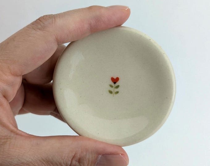 Handmade Ceramic Heart Flower Dish. Cute Trinket Dish. Heart Ring Tray ...