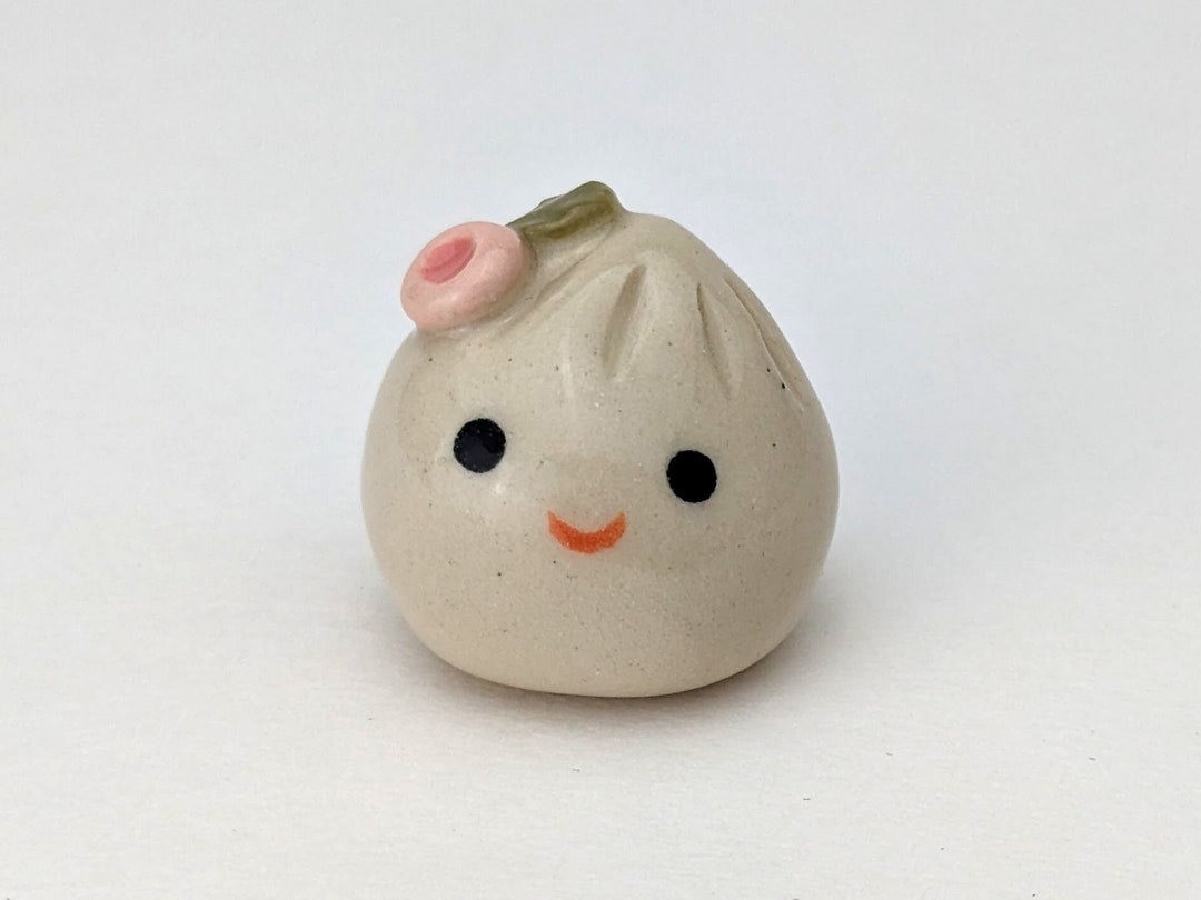 Cute Handmade Ceramic Dumpling With Flower. Happy Soup Dumpling ...