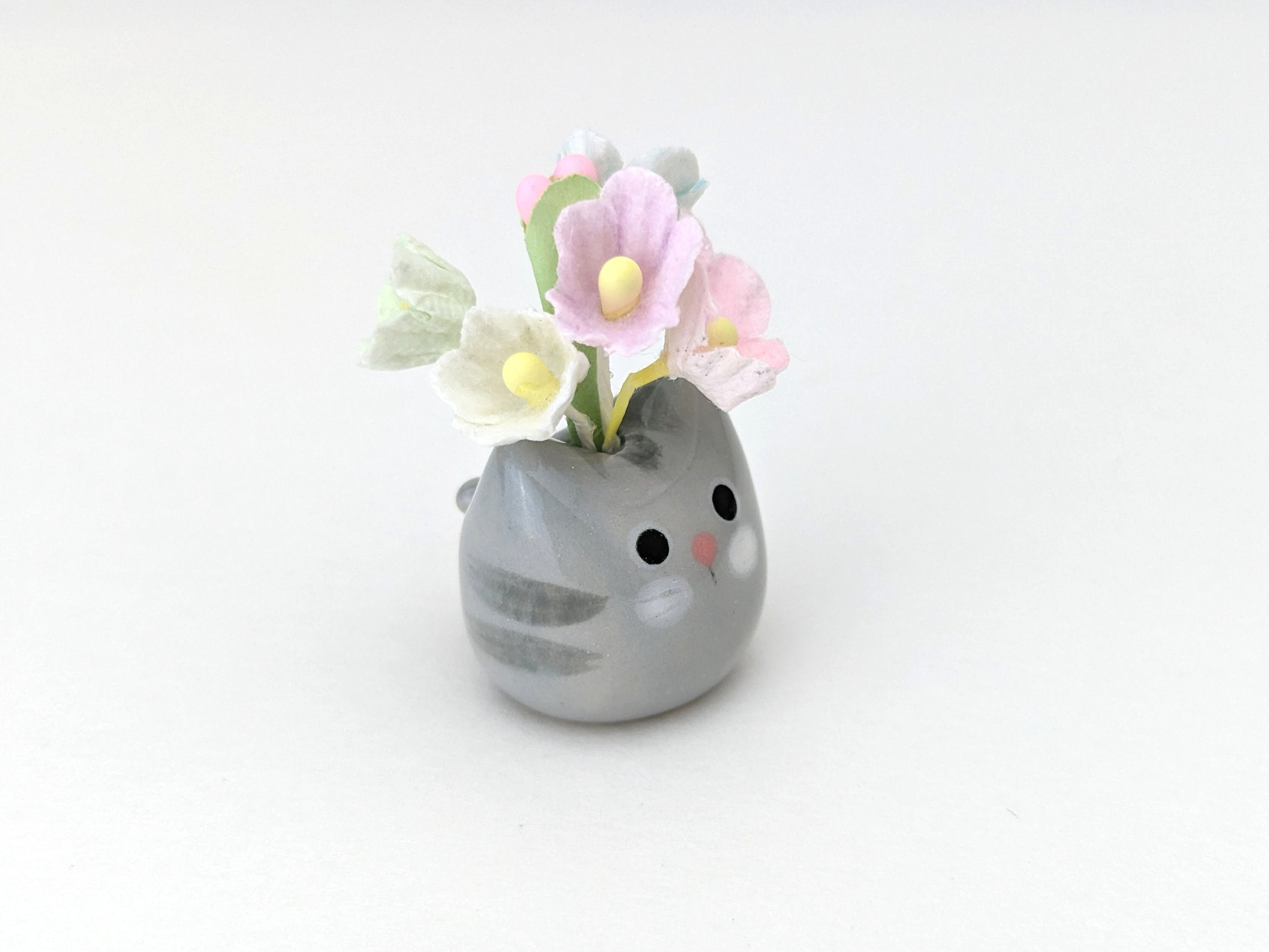 Cute Handmade Ceramic Cat Vase. Tiny Kitty Vase. Adorable Cat Figurine ...
